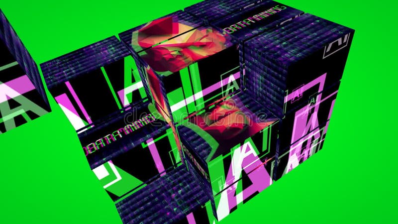 Data Mining on Cube Concept on Green Screen Stock Video - Video of ...