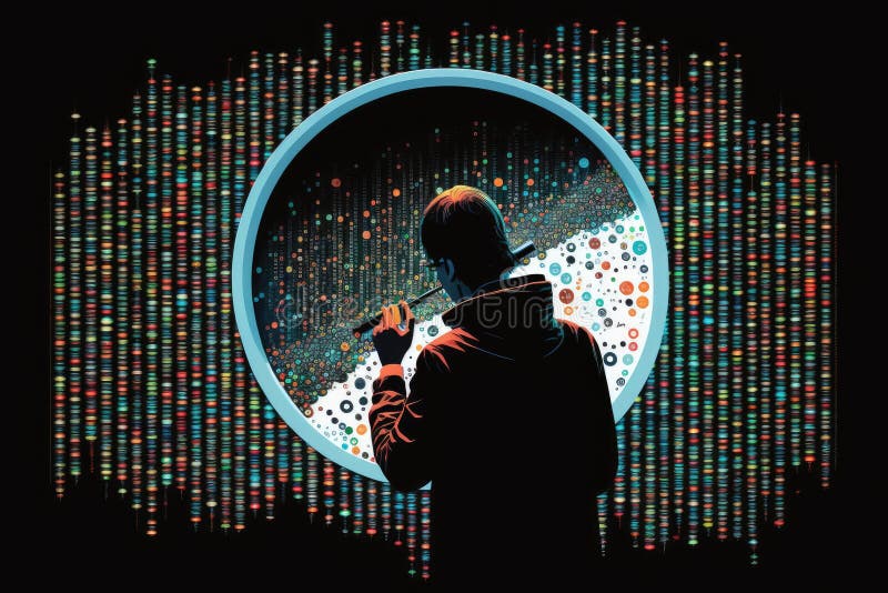 Data Mining Expert Analyzing Huge Trove Of Data For Hidden Insights And Patterns Stock