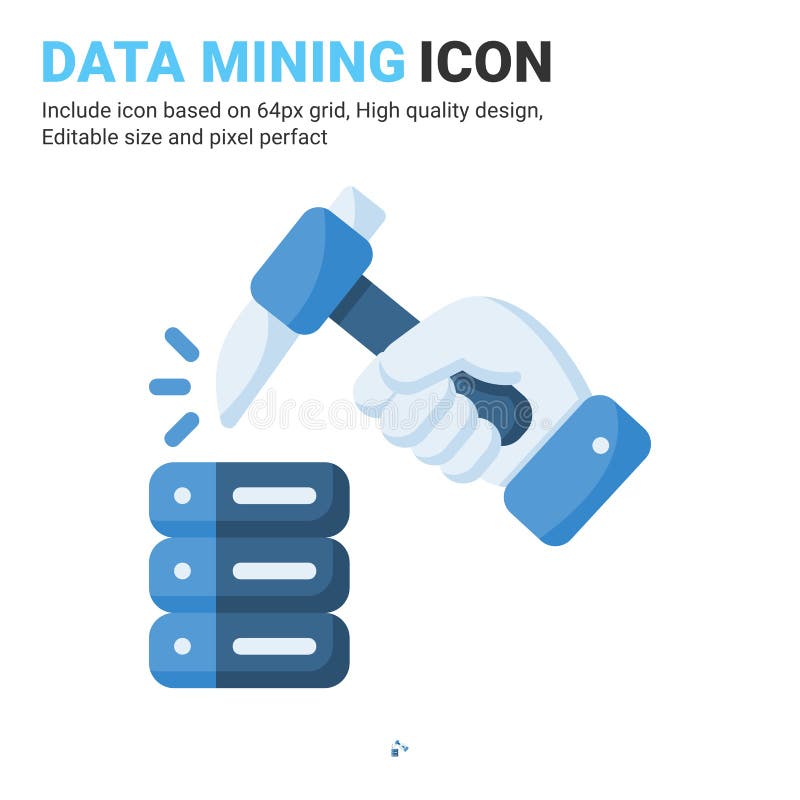 Data Mining with Hand Icon Vector with Glyph Style Isolated on White ...
