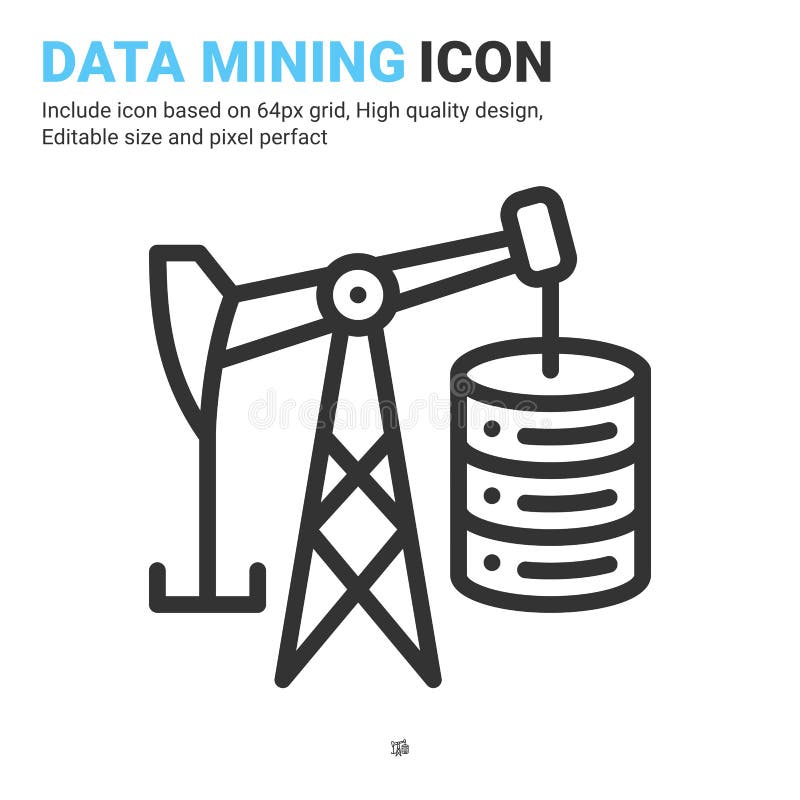 Data Mining Icon Vector with Outline Style Isolated on White Background ...
