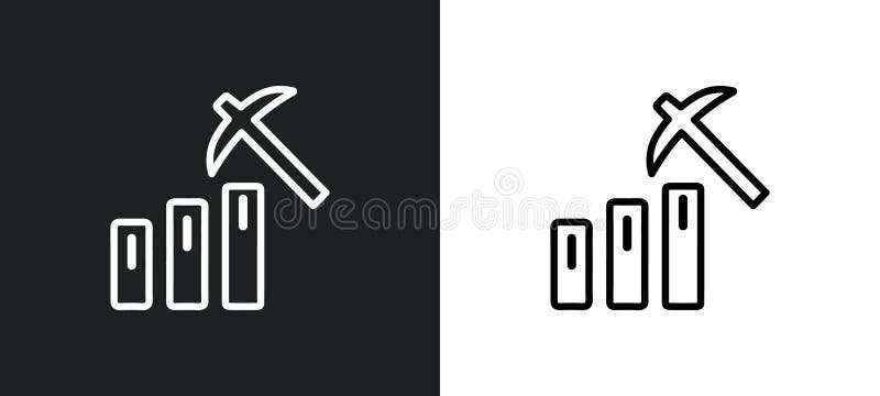 Data Mining Outline Icon in White and Black Colors. Data Mining Flat ...