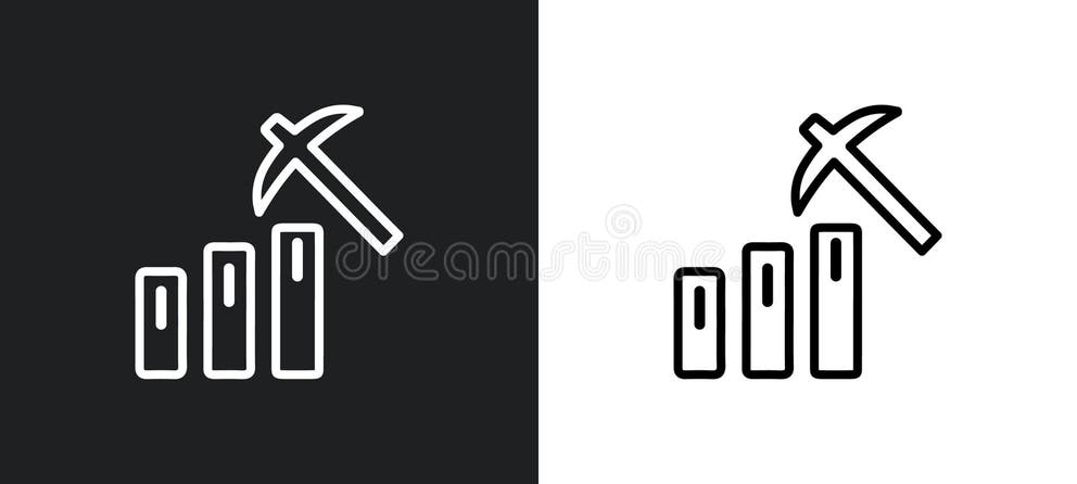 Data Mining Outline Icon in White and Black Colors. Data Mining Flat ...