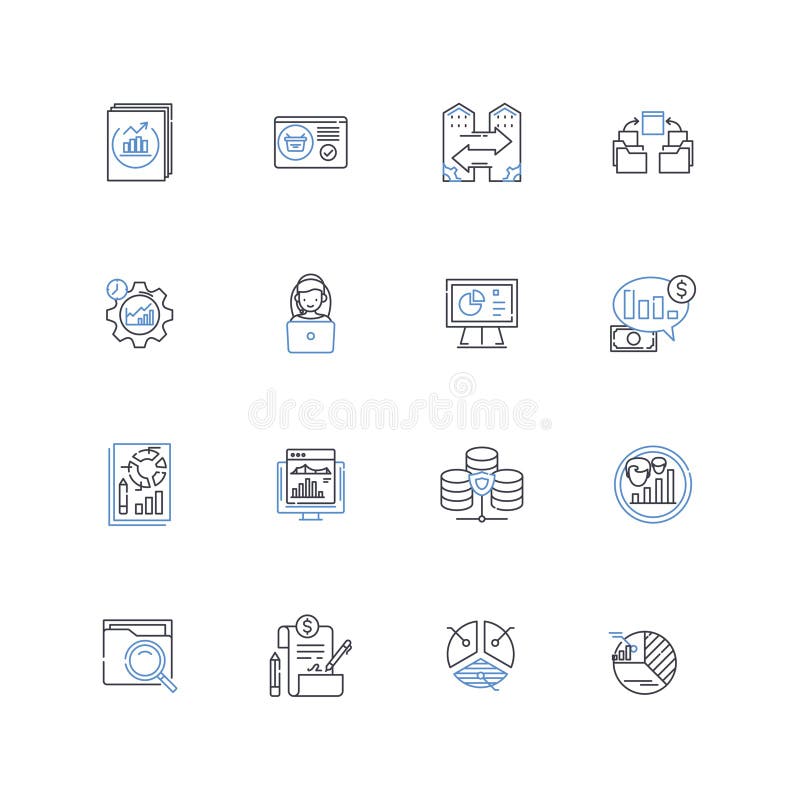 Data Mining Software Line Icons Collection Clustering Association Classification Prediction