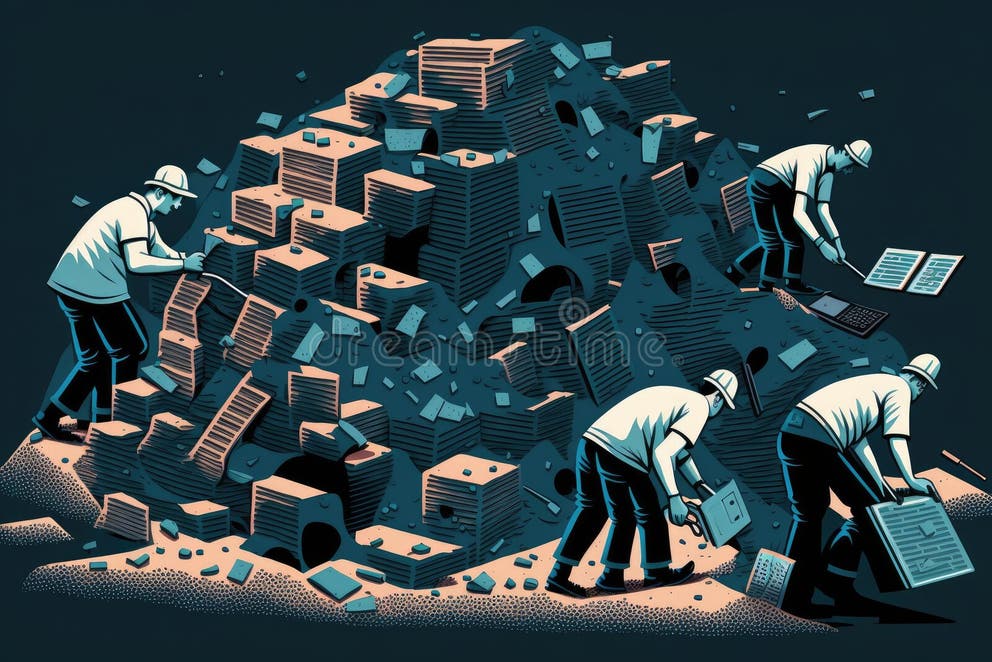 Data Mining Team, Digging through Massive Pile of Data To Find Hidden Patterns Stock ...