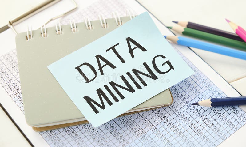 DATA MINING Text on Blue Sticker on Chart Background Stock Photo ...