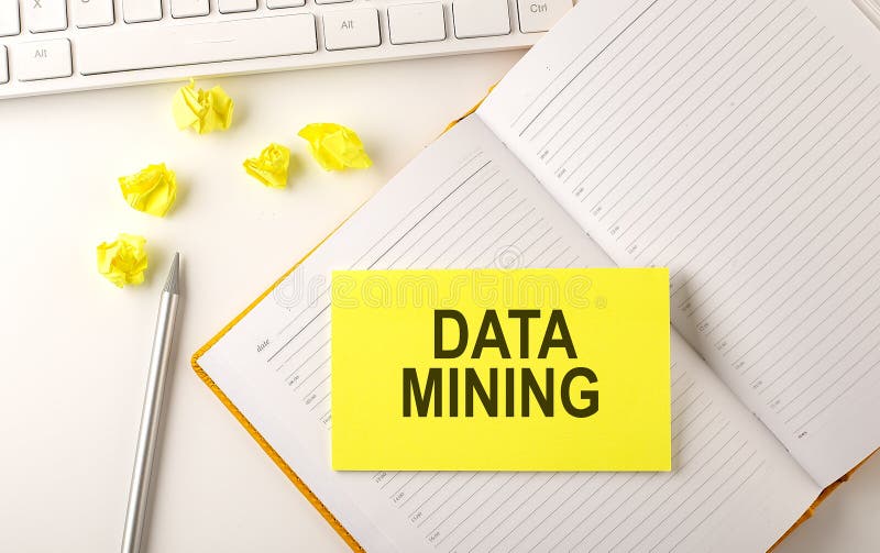 DATA MINING Text on Sticker on the Diary with Keyboard and Pencil Stock ...