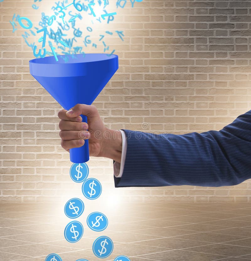 Data Monetization Concept with Funnel and Businessman Stock Photo ...