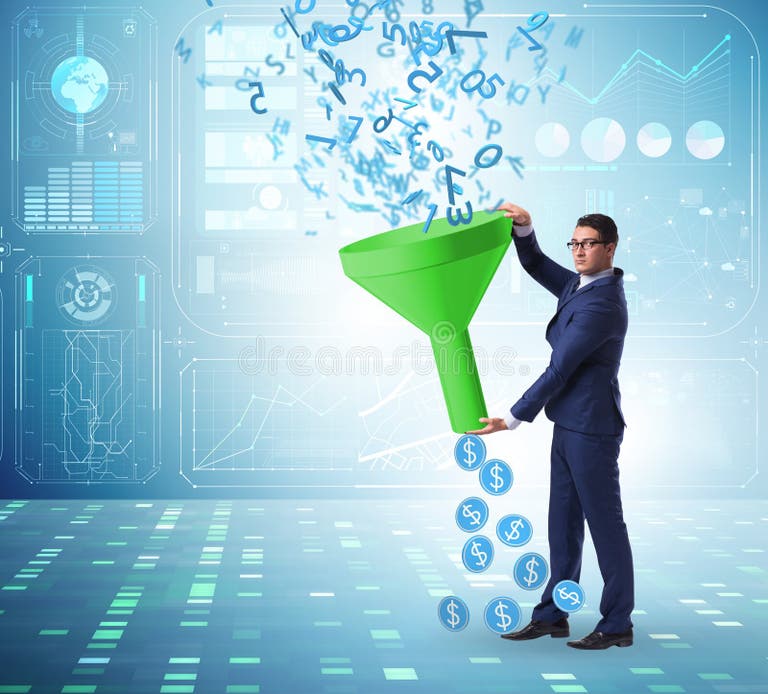 Data Monetization Concept with Funnel and Businessman Stock ...