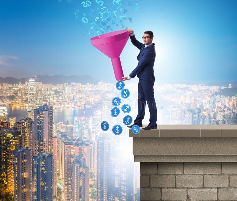 Data Monetization Concept with Funnel and Businessman Stock Photo ...