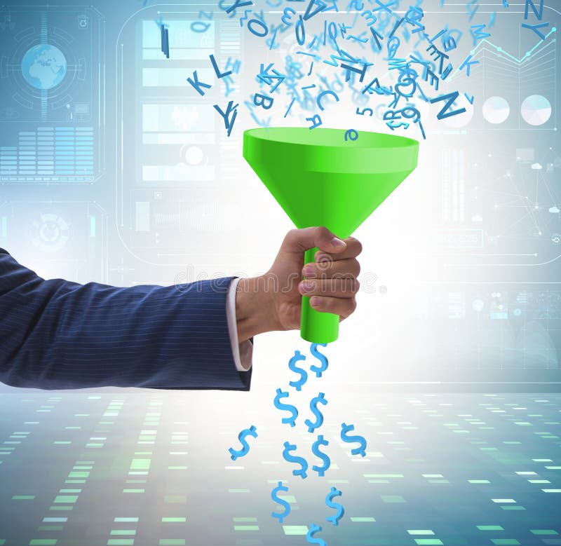 Data Monetization Concept with Funnel and Businessman Stock Photo ...