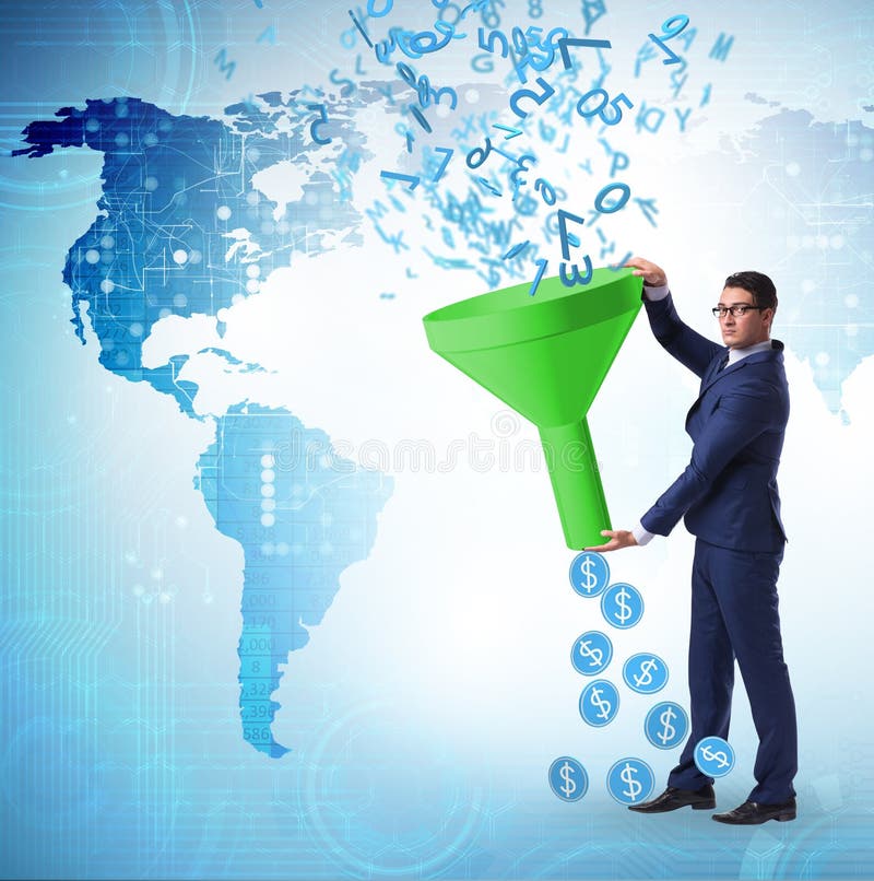 Data Monetization Concept with Funnel and Businessman Stock Photo ...