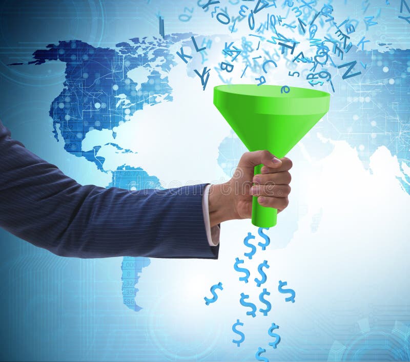 Data Monetization Concept with Funnel and Businessman Stock Photo ... Data Monetization Concept with Funnel and Businessman Stock Photo ...