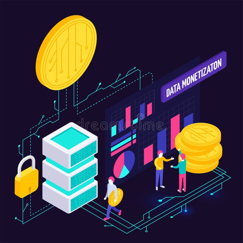 Data Monetization Isometric Composition Stock Vector - Illustration of ...