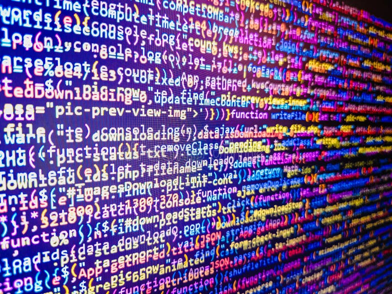 Data Monitor Numbers. PHP Syntax Highlighted. Screen at Workplace of ...