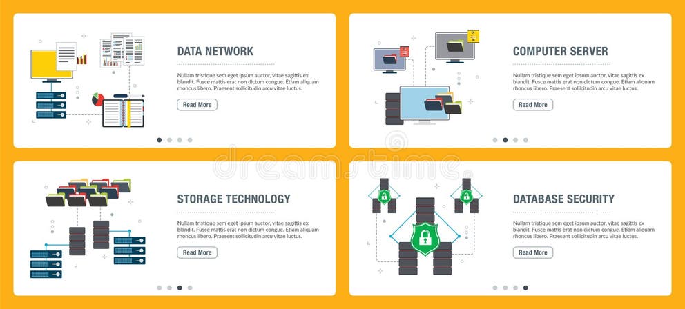 Data Network, Computer Server and Database Security Stock Vector - Illustration of graphic ...
