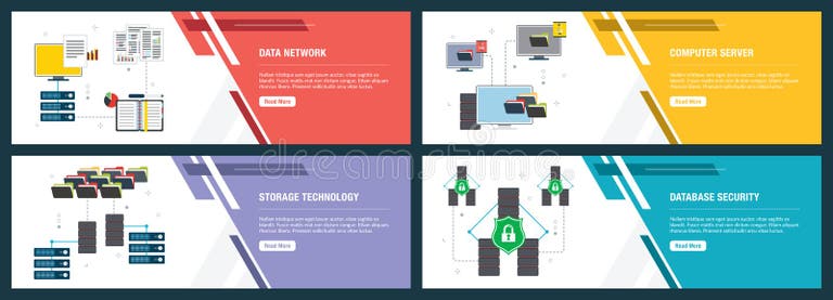 Data Network, Computer Server and Database Security Stock Vector - Illustration of cloud, folder ...
