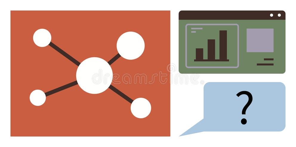 Data Network Connected To Analytics and Inquiry Bubble Visualizing ...