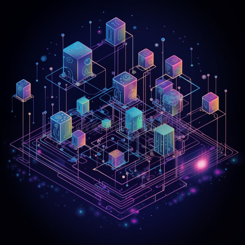 Data Network Management Isometric Map with Business Networking Servers Computers and Device. by ...