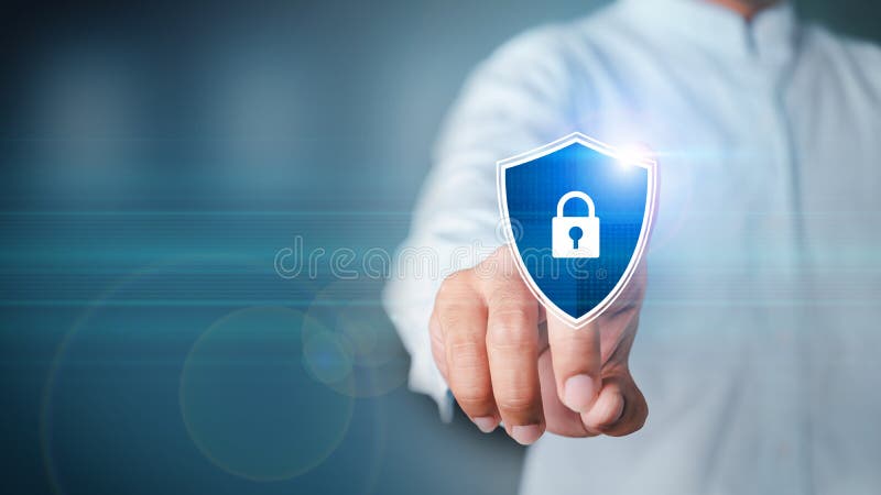 Data or Network Protection, Business People Press Shield Icon, Virus ...