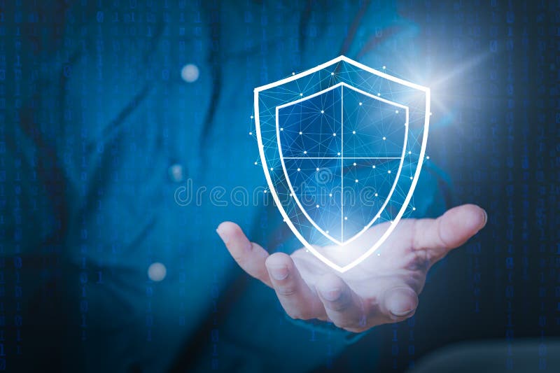 Data or Network Protection, Business People Press Shield Icon, Web ...