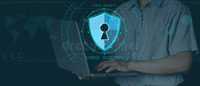 Data or Network Protection, Business People Press Shield Icon, Web ...