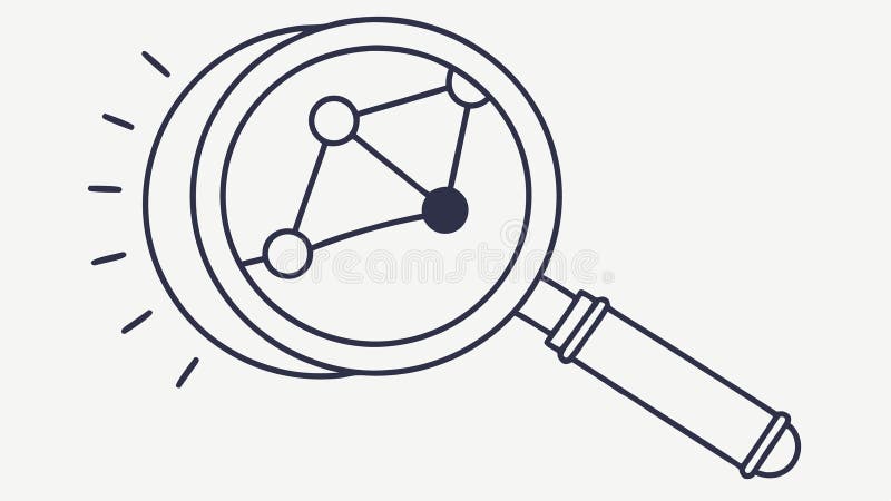 Data Network Search Icon, Magnifying Glass and Connected Nodes, Vector ...
