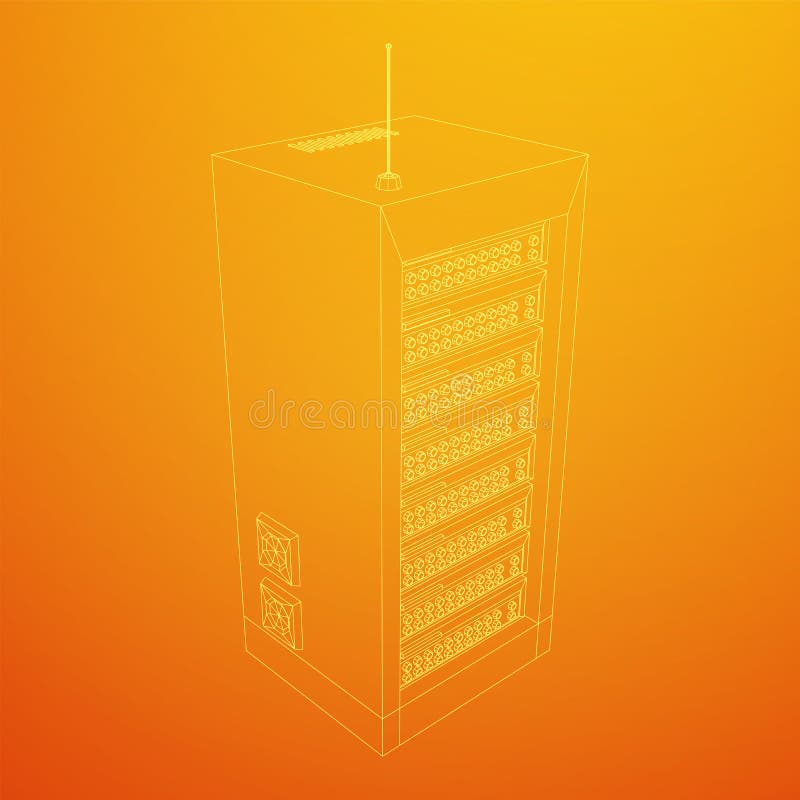 Data Network Server in Cabinet. Diagnostic Test in Computer Room ...