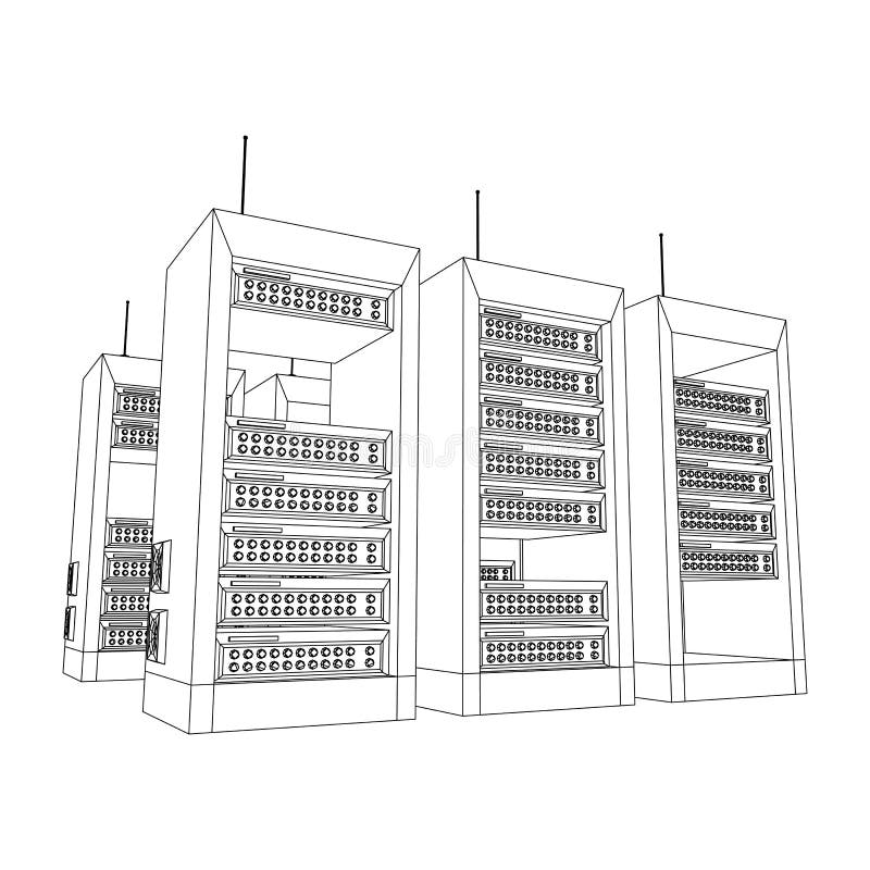 Data Network Server in Cabinet. Diagnostic Test in Computer Room ...