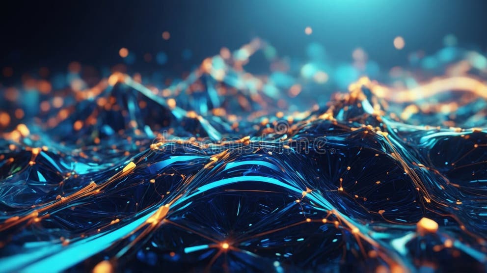 Data Network Visualization: 3D Render, Futuristic Business, Blue & Cyan ...