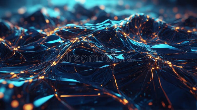 Data Network Visualization: 3D Render, Futuristic Business, Blue & Cyan ...