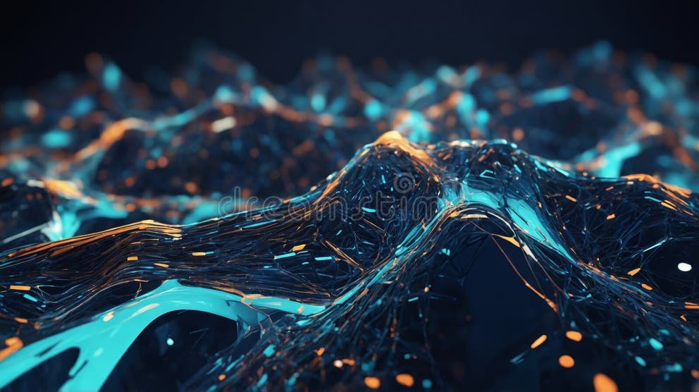 Data Network Visualization: 3D Render, Futuristic Business, Blue & Cyan ...