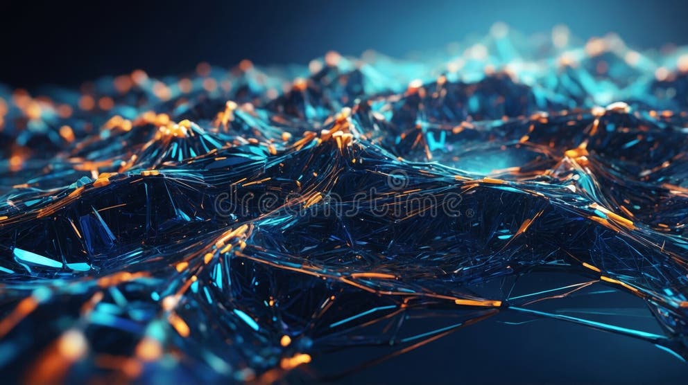 Data Network Visualization: 3D Render, Futuristic Business, Blue & Cyan ...