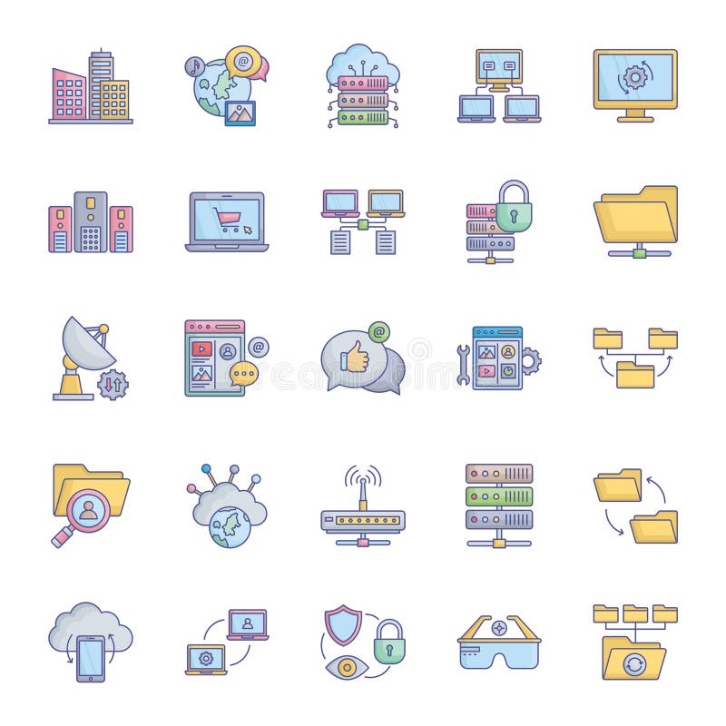 Data and Networking Vector Icons Set Every Single Icon Can Be Easily Modified or Edited Stock ...
