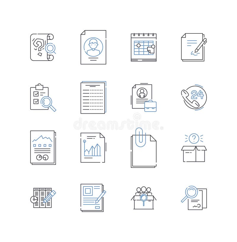 Data Organization Line Icons Collection Categorization Classification Sorting Arrangement