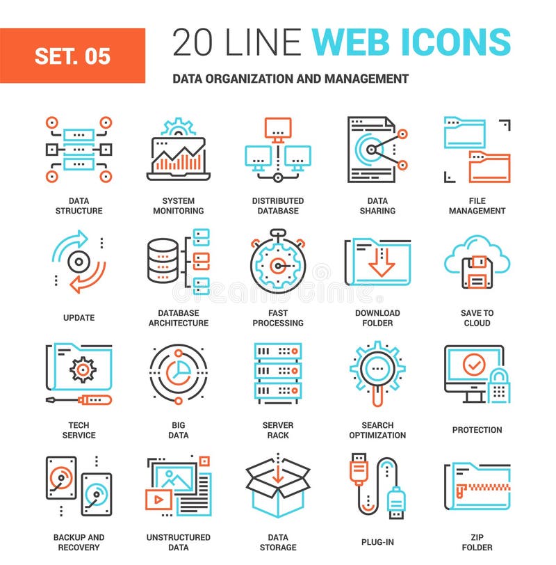 Data Organization and Management Stock Vector - Illustration of manage ...