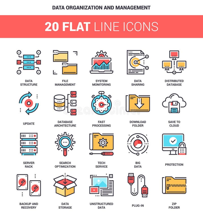 Data Organization and Management Stock Vector - Illustration of manage ...
