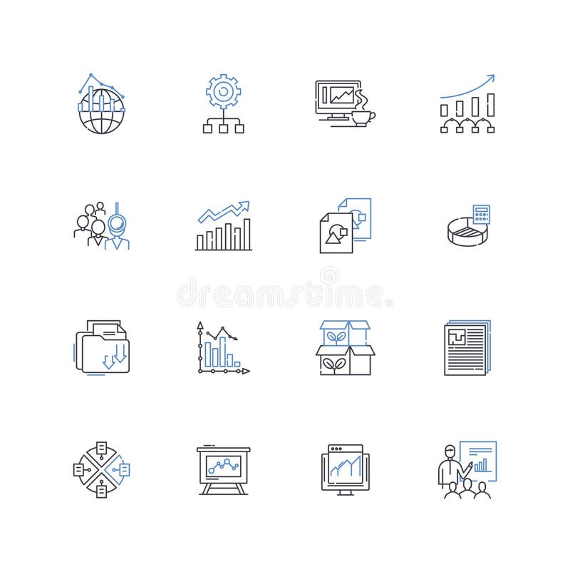 Data Organization Platform Line Icons Collection Categorization Indexing Structuring Sorting