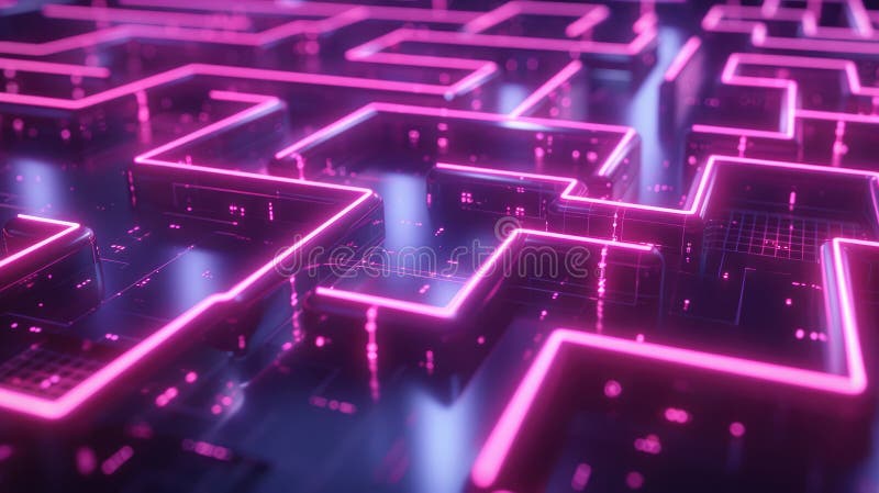Data Pathways Forming Neon-lit Labyrinth, Showing the Challenge and ...
