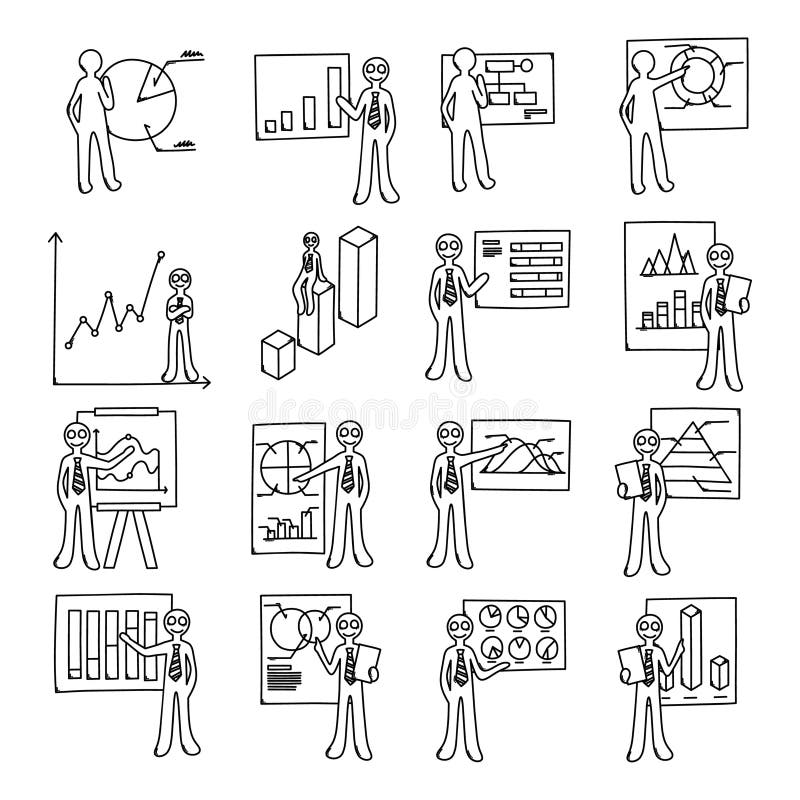 Set of Data Drawing Illustration Hand Drawn Doodle Sketch Line Vector ...