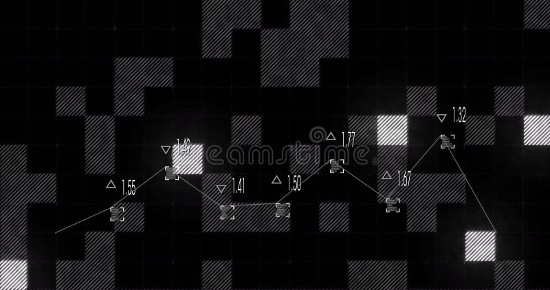 Data Points and Line Graph Over Abstract Black and Gray Grid Image ...