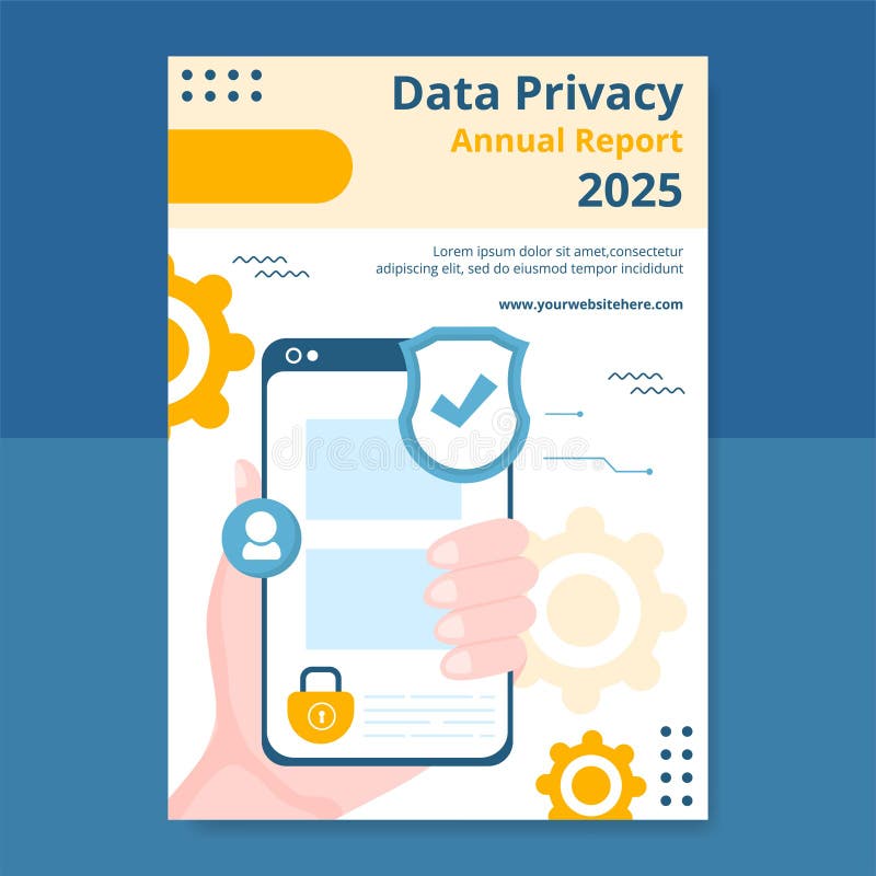 Data Privacy Annual Report Template Flat Cartoon Background Vector ...
