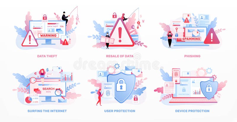 Data Privacy Compositions Set Stock Vector - Illustration of modern ...