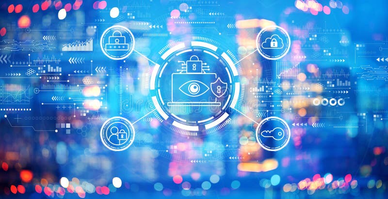 Data Privacy Concept with Blurred City at Night Stock Photo - Image of ...