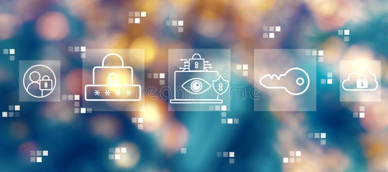 Data Privacy Concept with Blurred City at Night Stock Illustration ...