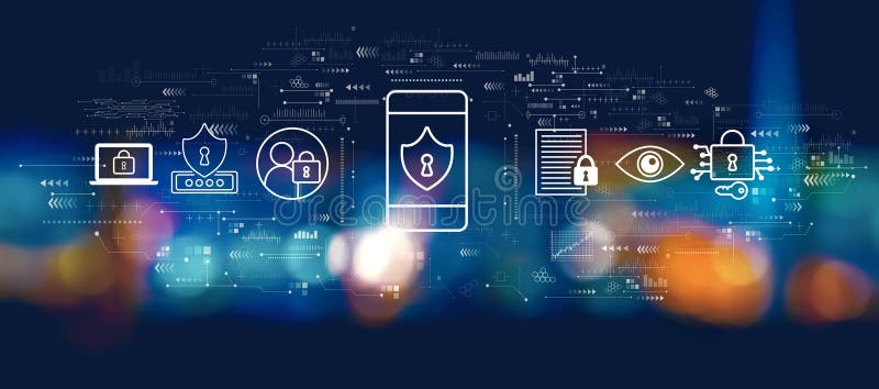 Data Privacy Concept with Blurred City at Night Stock Image - Image of ...