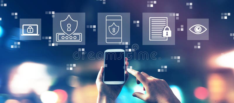 Data Privacy Concept with City Lights at Night Stock Image - Image of ...