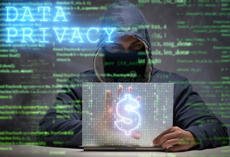 Data Privacy Concept with Hacker Stealing Personal Information Stock ...