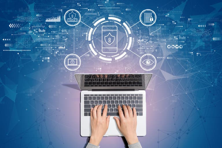 Data Privacy Concept with Person Using Laptop Stock Image - Image of ...