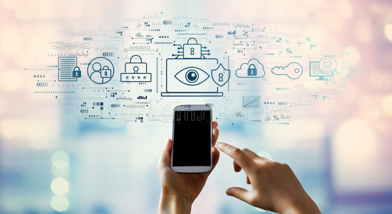 Data Privacy Concept with Person Using Smartphone Stock Photo - Image ...