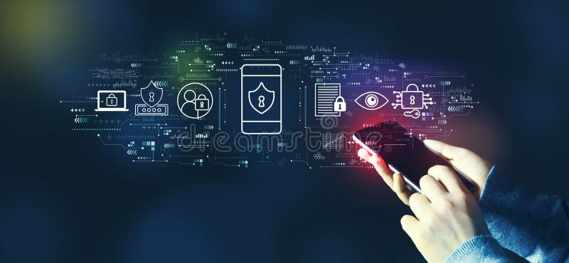 Data Privacy Concept with Person Using Smartphone Stock Photo - Image ...